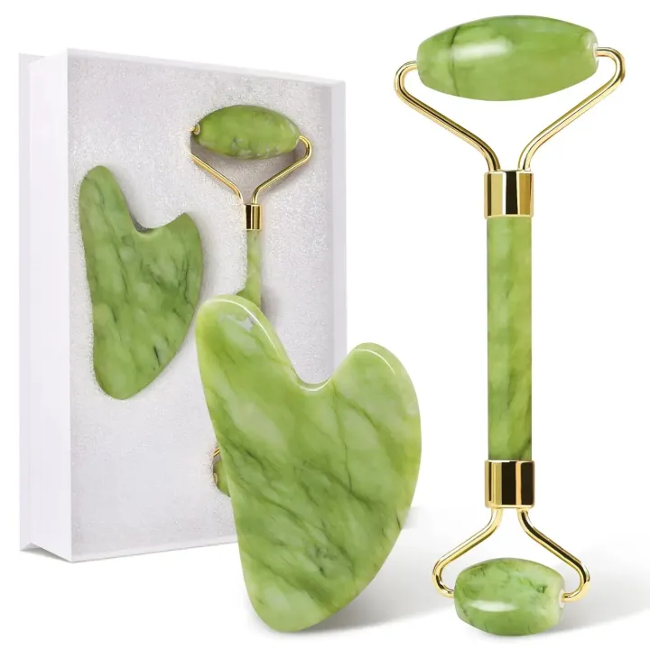 US Gua Sha Facial Tools & Jade Roller Set for Skin Care, Reduce ...