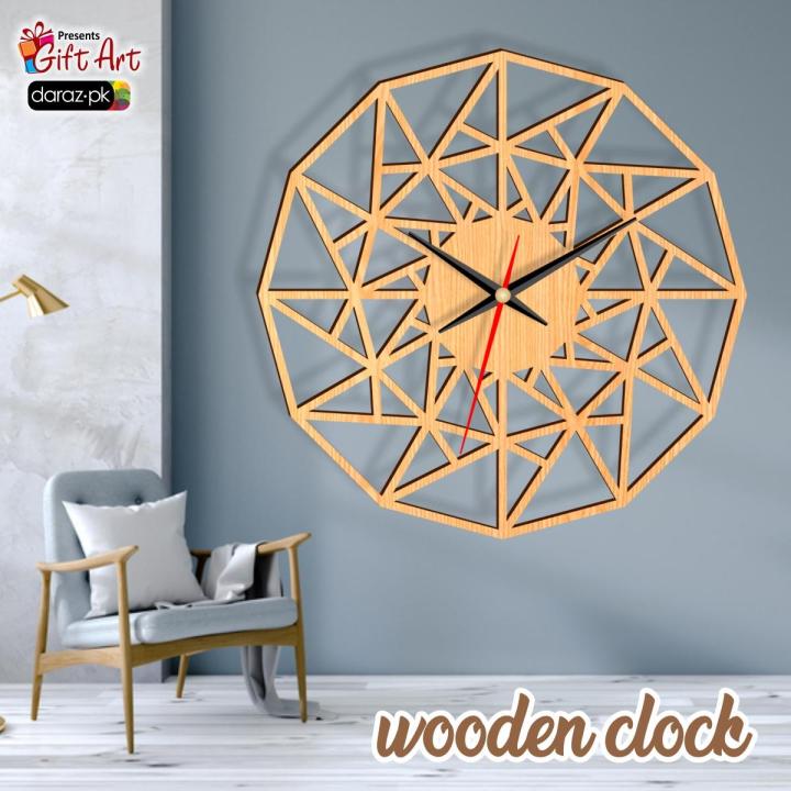 Gift Art - Wall Clock - Wood Wall Clock Triangles, Clocks for Wall ...