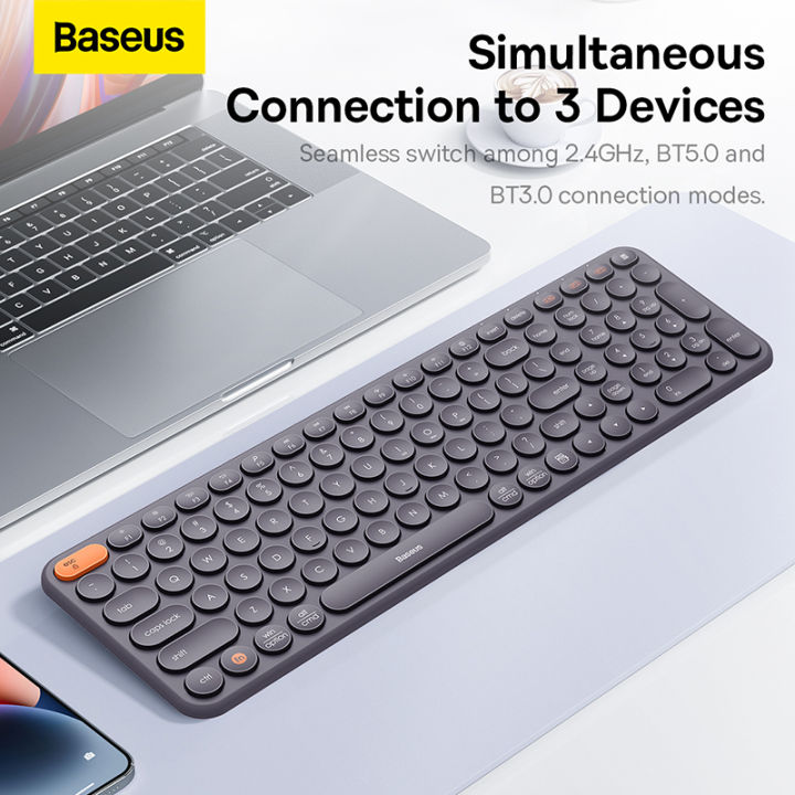 Baseus K01B Bluetooth Keyboard, Wireless Tri-Mode Mini Keyboard for PC ...