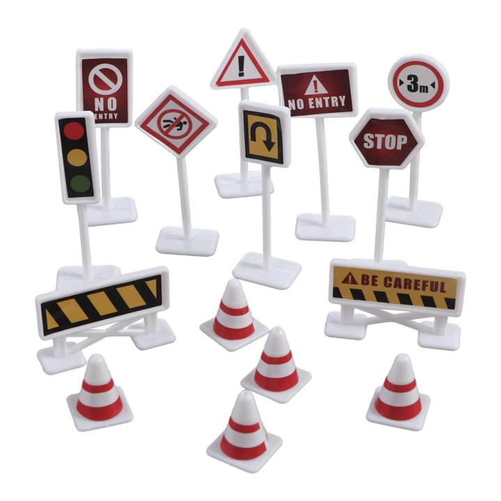 15Pcs/Set Model Toy Traffic Signs Mini Traffic Signs Model Toy City ...