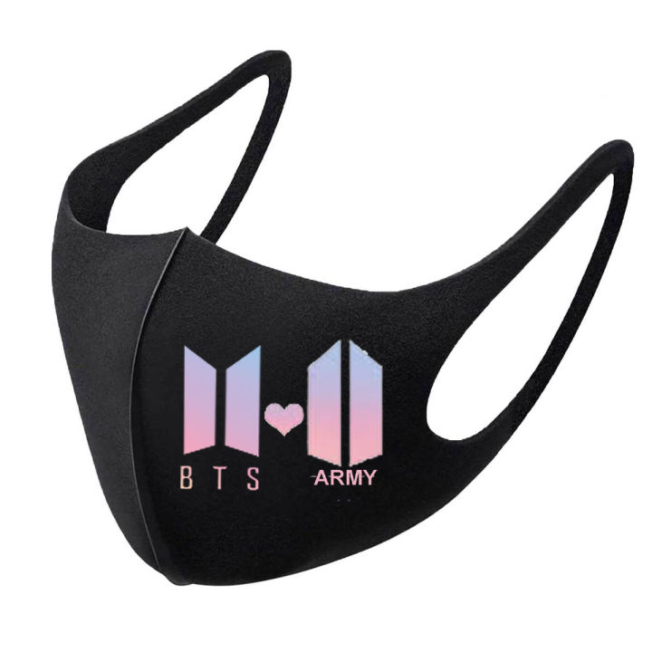 BTS Pink or Army BTS Face Mask with Stretchable, Reusable, Dust Proof ...