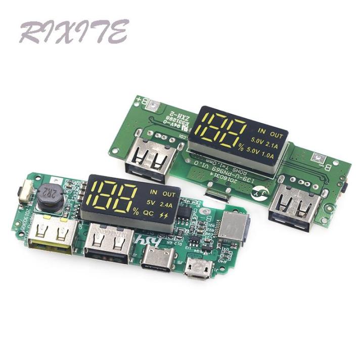 Lithium Battery Charger Board LED Dual USB 5V 2.4A Micro/Type-C USB ...