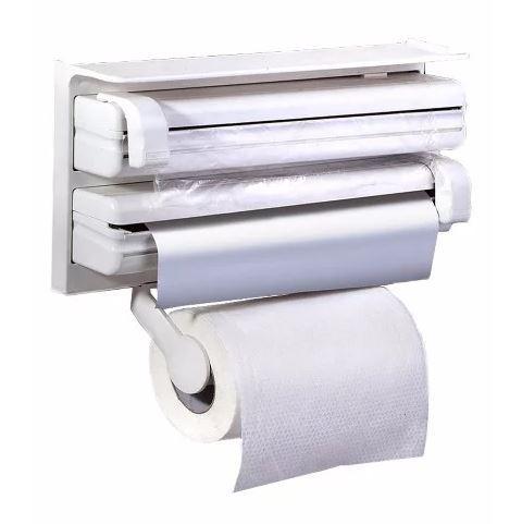 3 in 1 Kitchen Shelves Plastic Triple Paper Dispenser Preservative Film ...