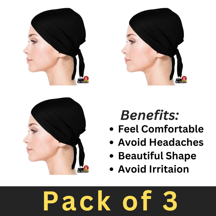 Pack of 3 Women Hijab Undercap Islamic Muslim Under Hijab Cap Inner ...
