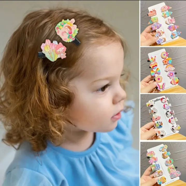 LDM 10Pcs/Set Cartoon Colorful Hair Clips Baby Heart Flower Bear BB ...