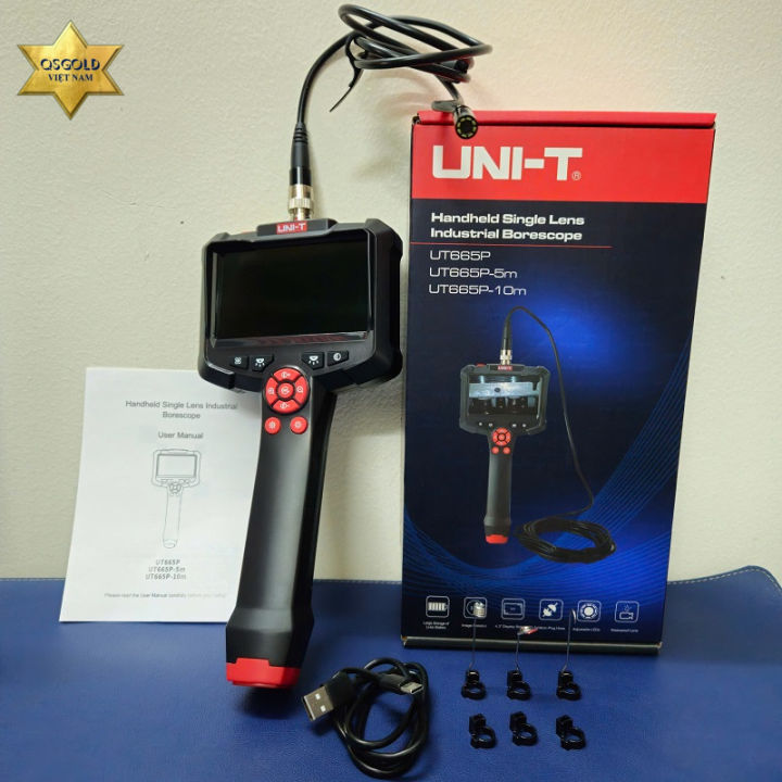 UNI-T ut665P-5m Handheld Single Lens Industrial Borescope Lens 4.3" HD ...