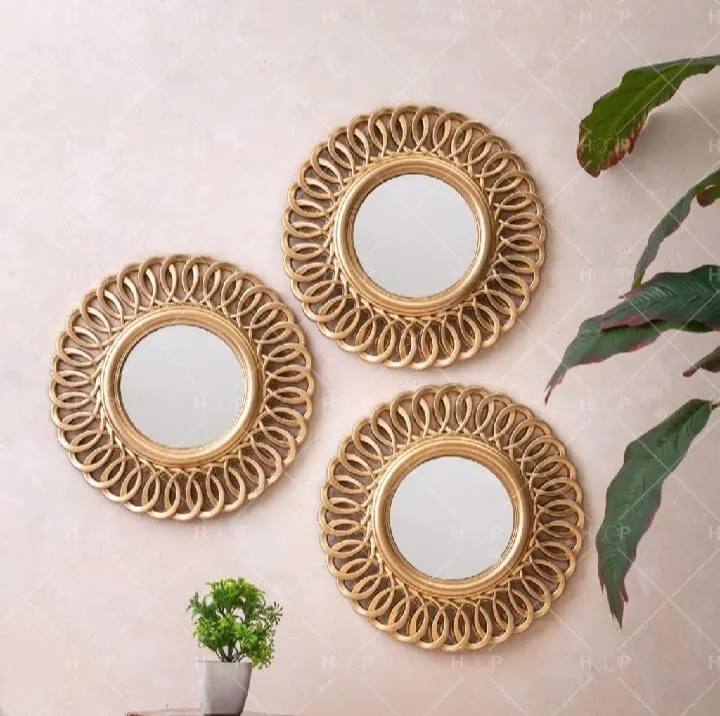 3 piece Latest Wall Mirror, Suitable for every wall color, Golder ...