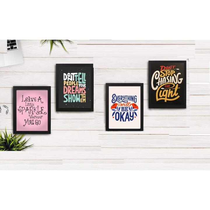4 PCS Glass front 5x7" Motivational Photo Frames Inspirational Quotes ...
