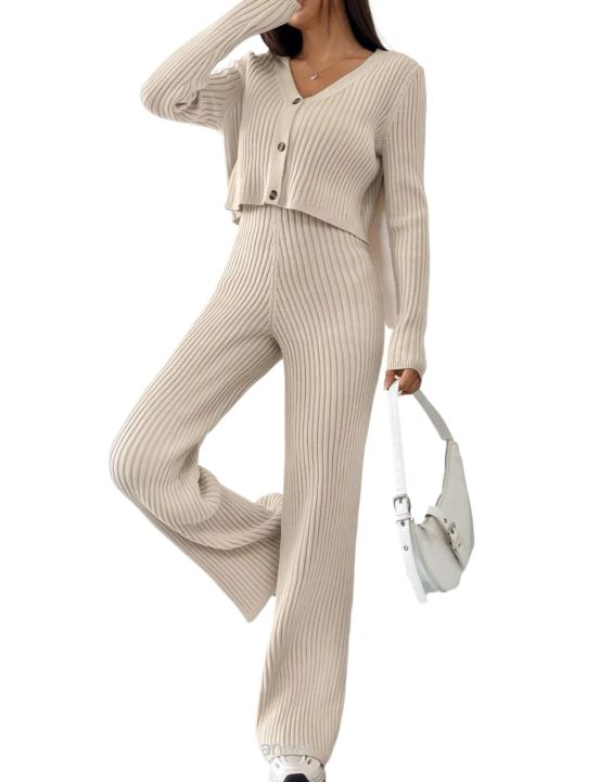 RIBBED KNIT COORD SET | Daraz.pk