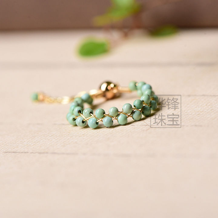 Natural Hubei Green Pine Ring Little Finger Ring Tourmaline Ring Simple ...