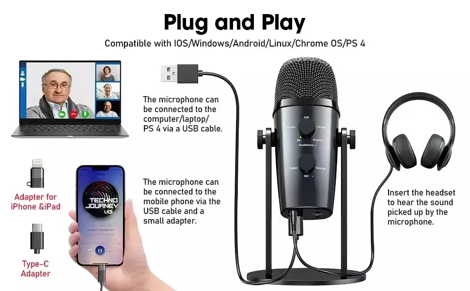 Jmary MC-PW10 Professional USB Microphone With Bluetooth Connectivity ...