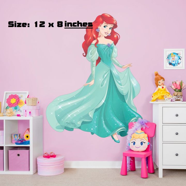 Size: 12 x 8 inches - cute Princess Cartoon Kids wall stickers for ...