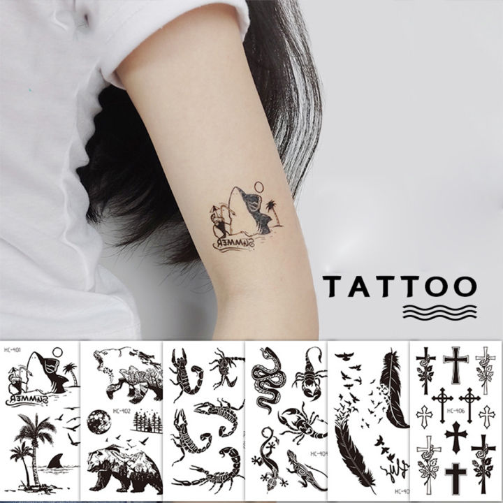 JM Simple Black Small Fresh Tattoo Stickers Waterproof Long Lasting ...