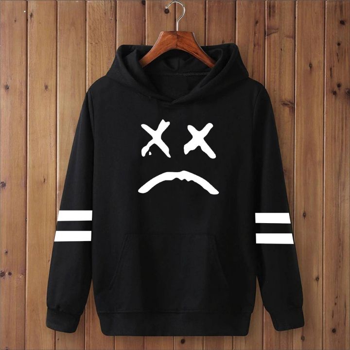 Double Strip New Winter Collection Fleece Sad Face Hoodie For Men ...