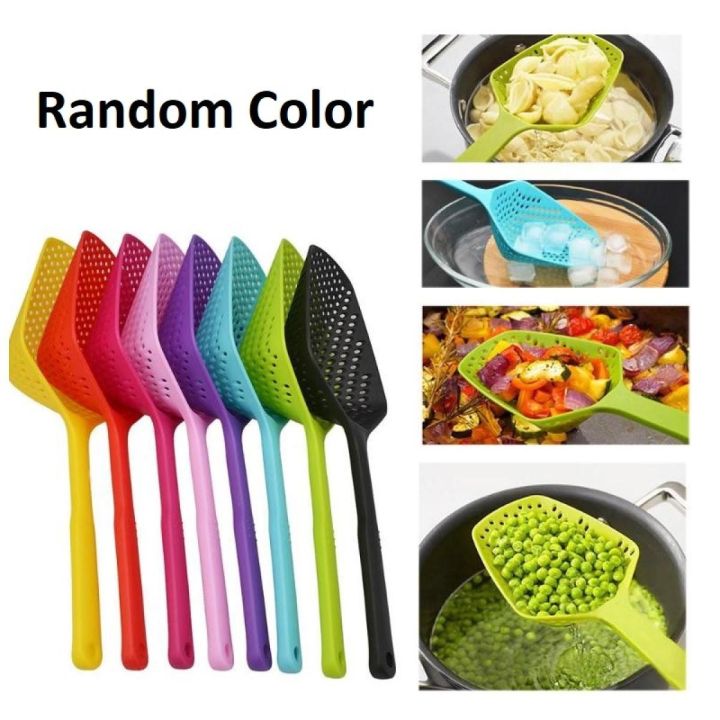 Random Color Plastic Spoon Slotted Drain Water Colander With Handle ...