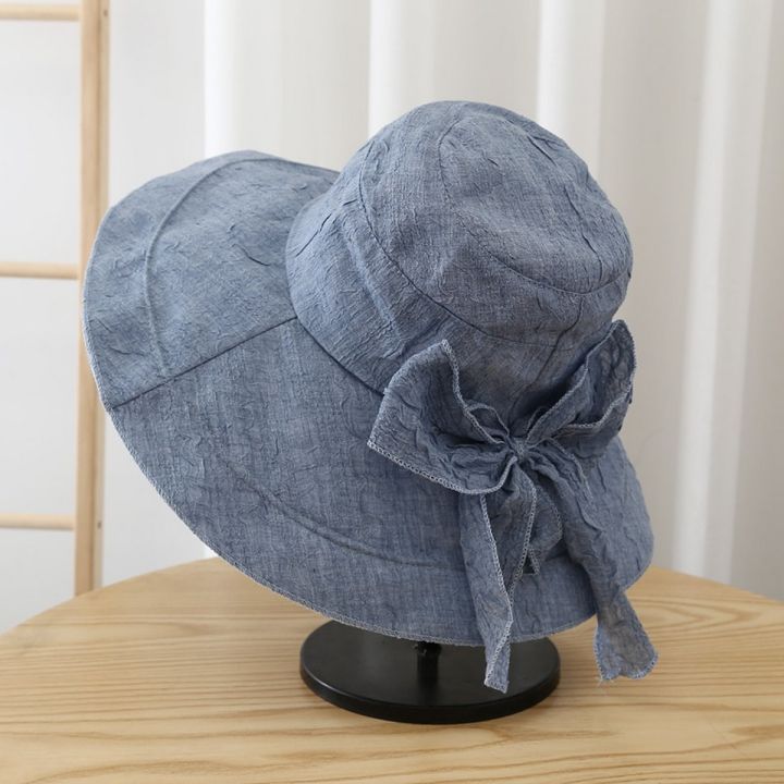 New Women Big Bow Sun Hat Wide Brim Summer Hats For Women Fashion Beach ...