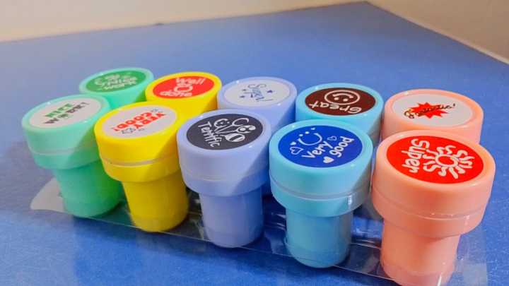 Colorful Teacher Reward Stamp Set – 10 Pcs Self-Inking Motivational ...
