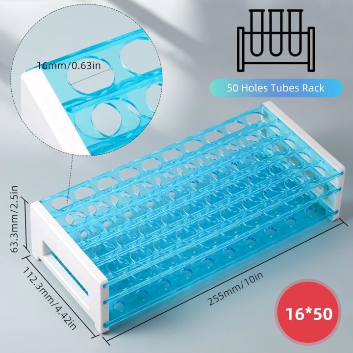 Test Tube Rack for 16mm Tubes, 50 Slot Capacity | Heavy-Duty Plastic ...