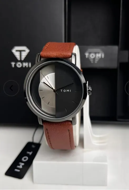 "Tomi-t080 premium Leather Strap Watch – Stylish Analog Quartz Watch ...