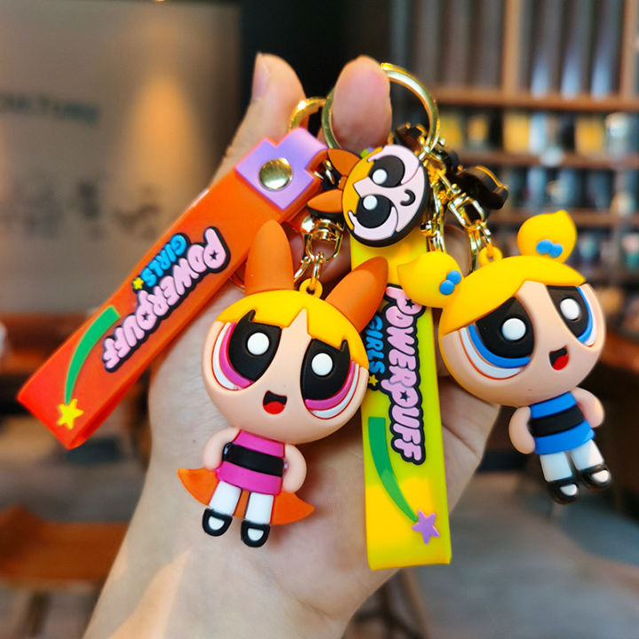 Creative Cartoon Anime Keychain Powerpuff Girls Doll Car Key Pendant ...
