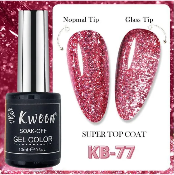 KWEEN Pink Sparkle Glitter Gel Nail Polish Shiny fine Soak Off UV Nail ...
