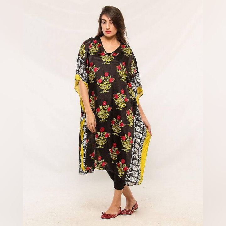 Valerie Womens night dress Black Moose Silk Printed Caftan for Women ...