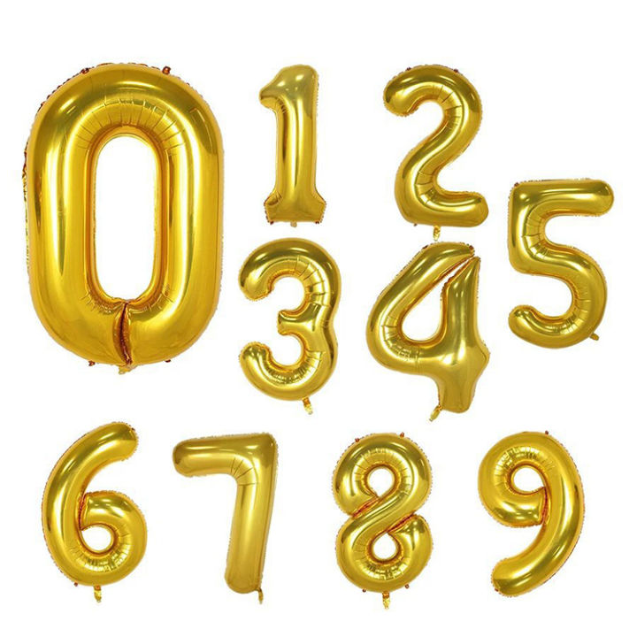 Golden Color Foil Digit Balloons Helium Balloon Birthday Party Wedding ...