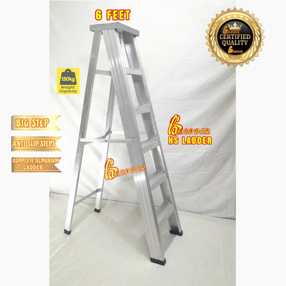 6 Step Aluminium Ladder Height 6 Feet And Folding Platform Big Steps Light Weight Non Slip Steps For Aluminum Construction Daraz.pk