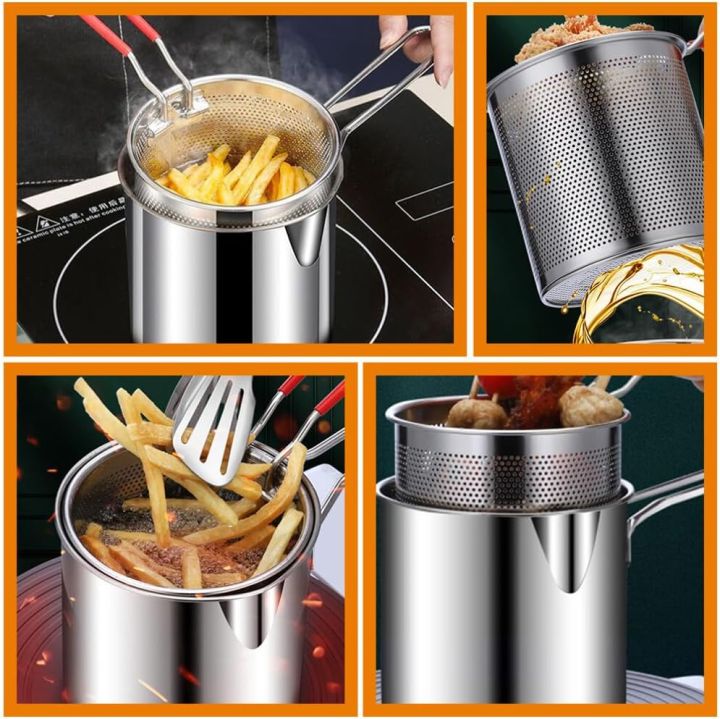 Deep Fryer Set with Stainless Steel Deep Fry Basket Deep Frying Pot ...