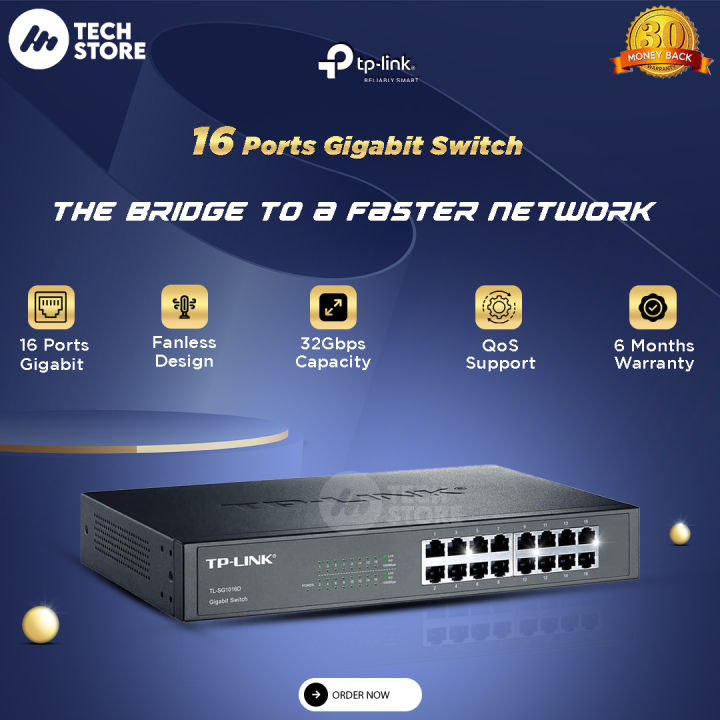 Gigabit Switch Ethernet 16 port Unmanaged Switch Plug and Play Metal ...