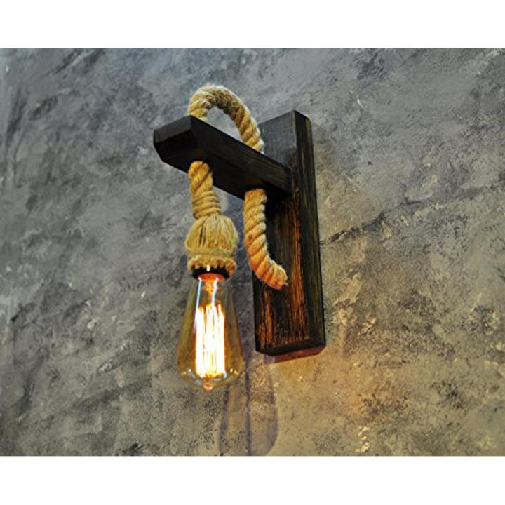 Retro and Modern Wall Rope Light Bulb Holder Wooden | Daraz.pk