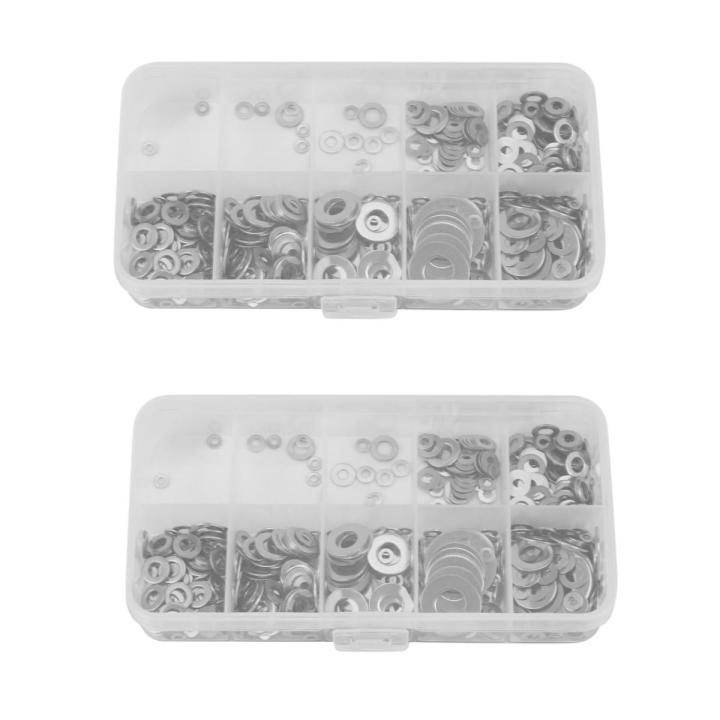 1200Pcs/Set M1.6 M2 M2.5 M3 M3.5 M4 M5 M6 M8 M10 Stainless Steel Flat Washer Plain Washer ...