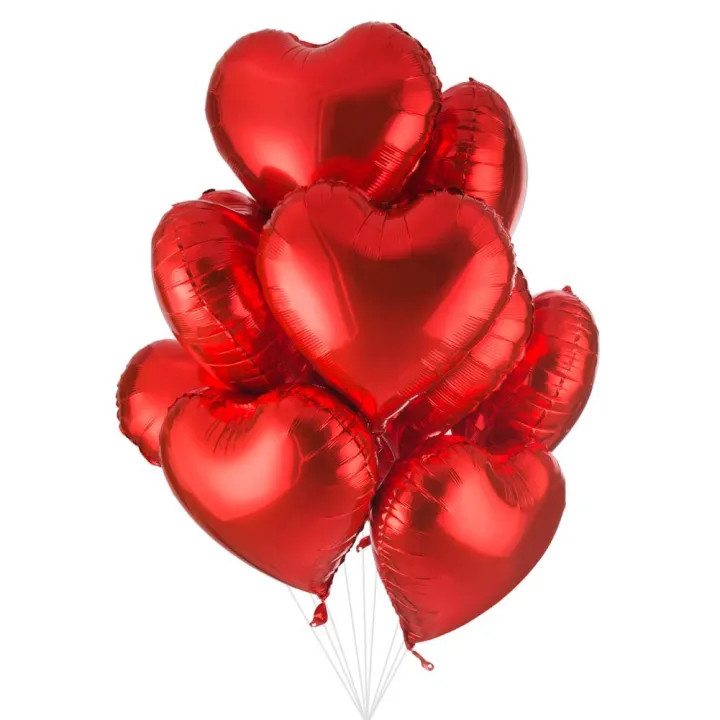 4pcs 17 inch Long Red Foil Heart Balloons, Foil Balloon Dil for ...