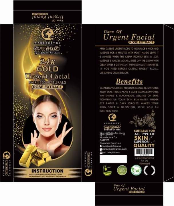 Get Carewz 24k Gold Urgent Facial Rose Extract Sachet Pack - Buy Now ...
