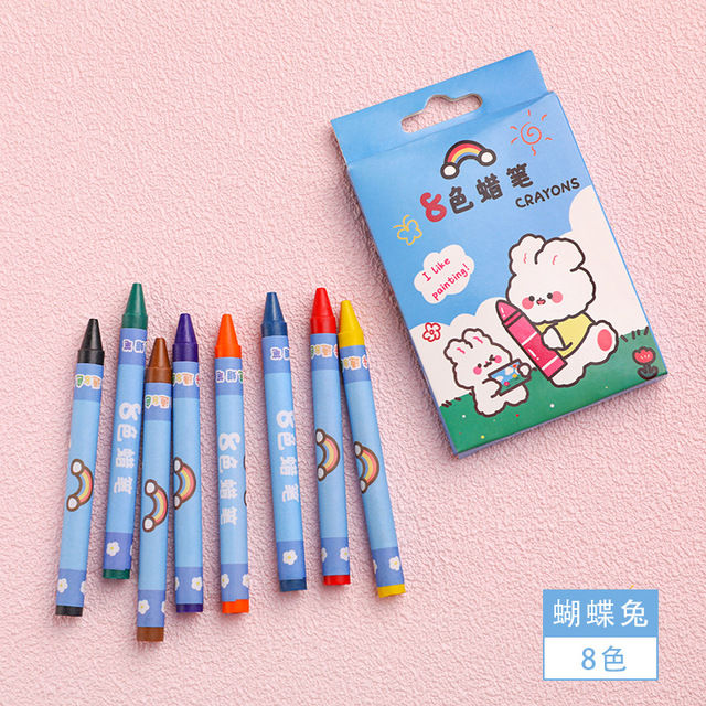 LE Creative Cartoon 8/12Colors Wax Crayons Drawing Non-Toxic Oil ...