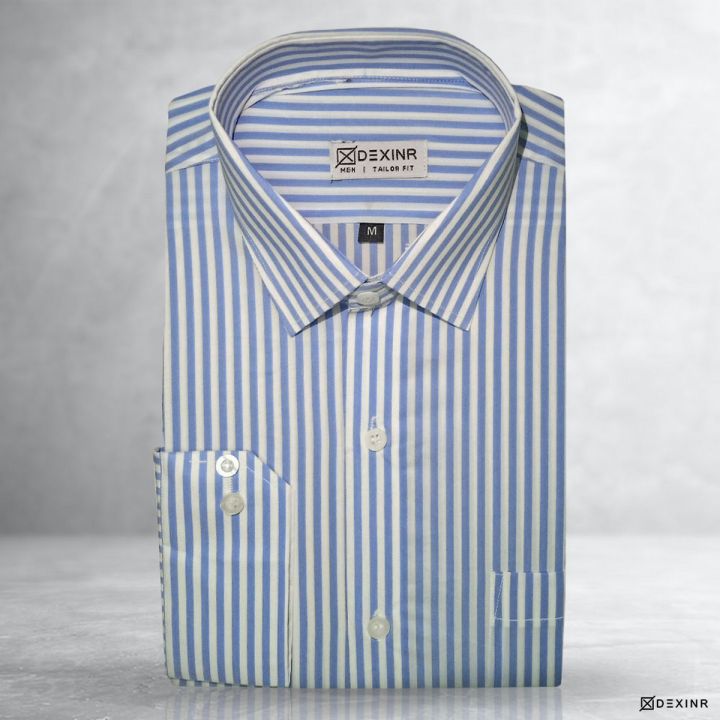 Formal Office wear Cotton Mix Cotton Full Sleeves Plain Check Stripes ...