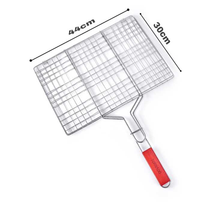 Mild Steel Portable Barbecue BBQ Grill Net Basket Roast Grilling Tray ...