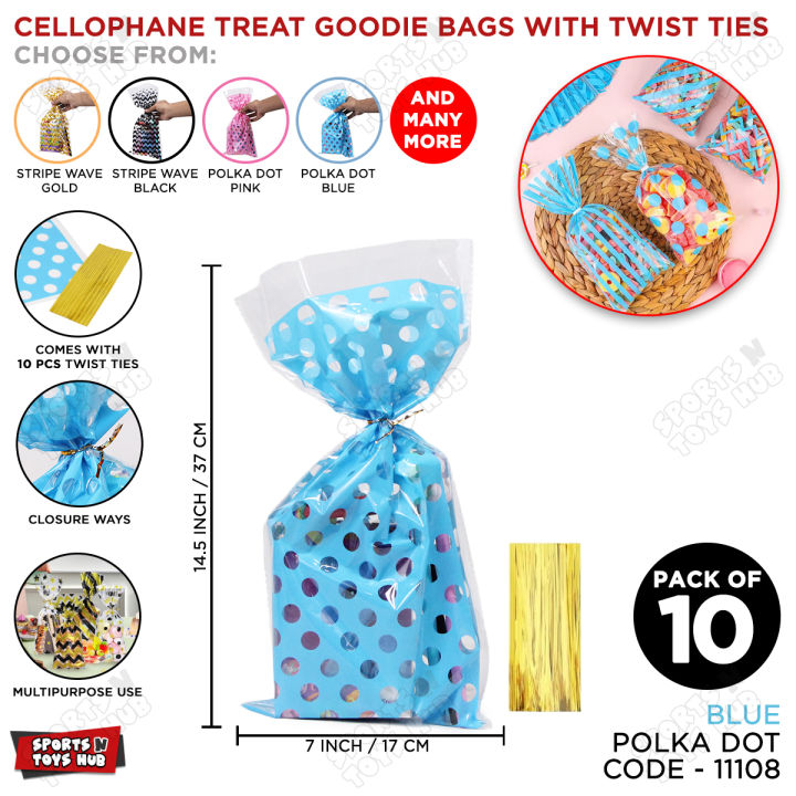 Cellophane Treat Goodies Gift Bag With Twish Ties 10 Pcs, Goody Plastic ...