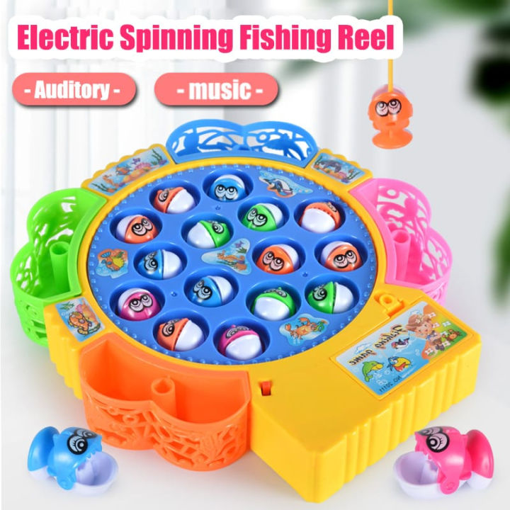 Electric Musical Lightning Battery Operated Fishing Toy Game Set For ...