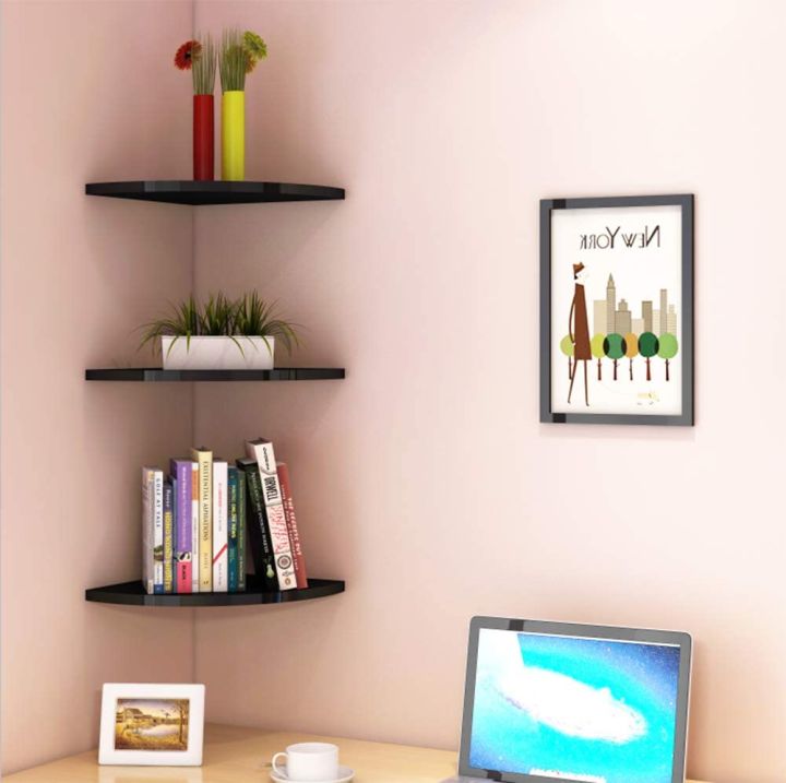 Wall-Mounted Corner Shelf –3-Piece Kitchen & Wall Display Rack for ...