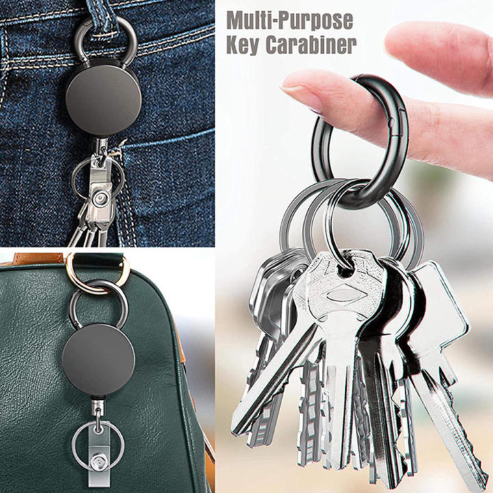 camping Wire rope key ring metal return retractable Keychain wire ...