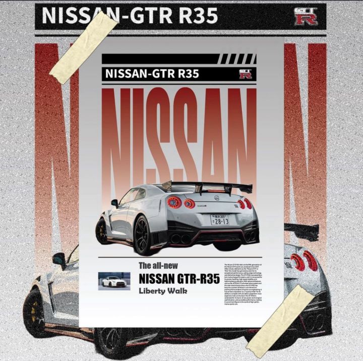 Nissan GTR R35 Poster Wooden Frame with Plexiglass -A4 Size - Free ...
