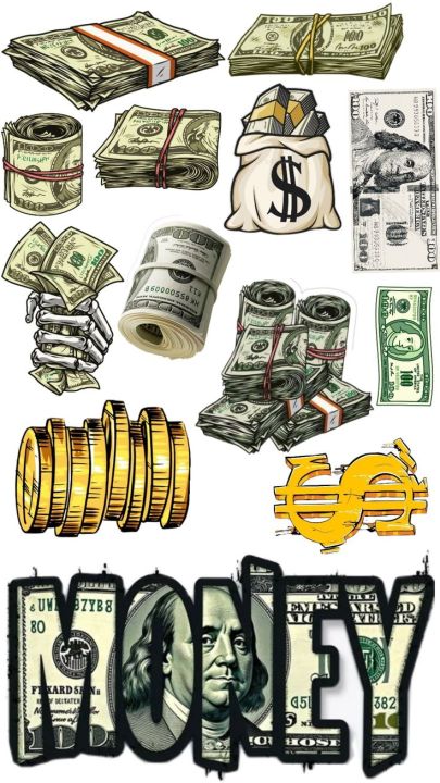 Money Cash Dollar Stickers Pack of 13 - Decals for Laptop Phone Bottle ...
