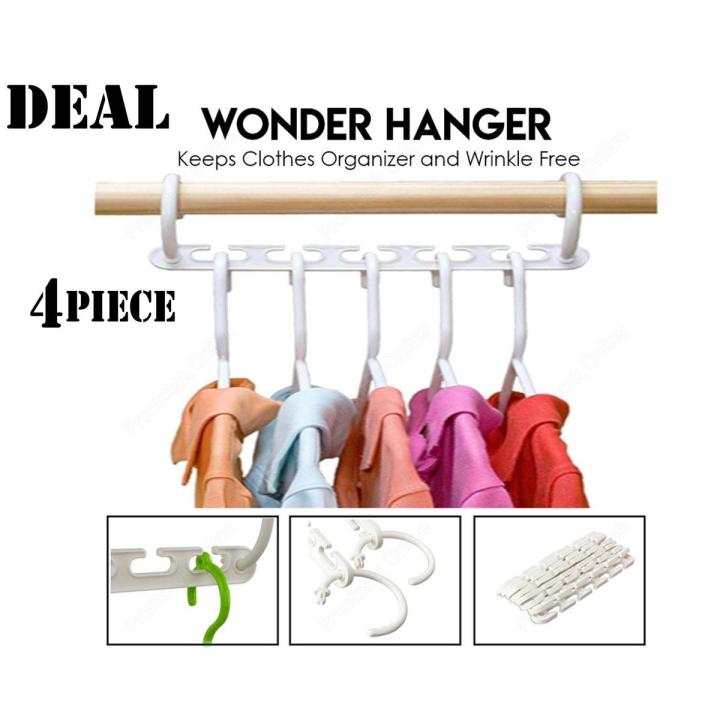 Pack Of 4 Wonder Hanger Closet Wardrobe Organizer White ! | Daraz.pk