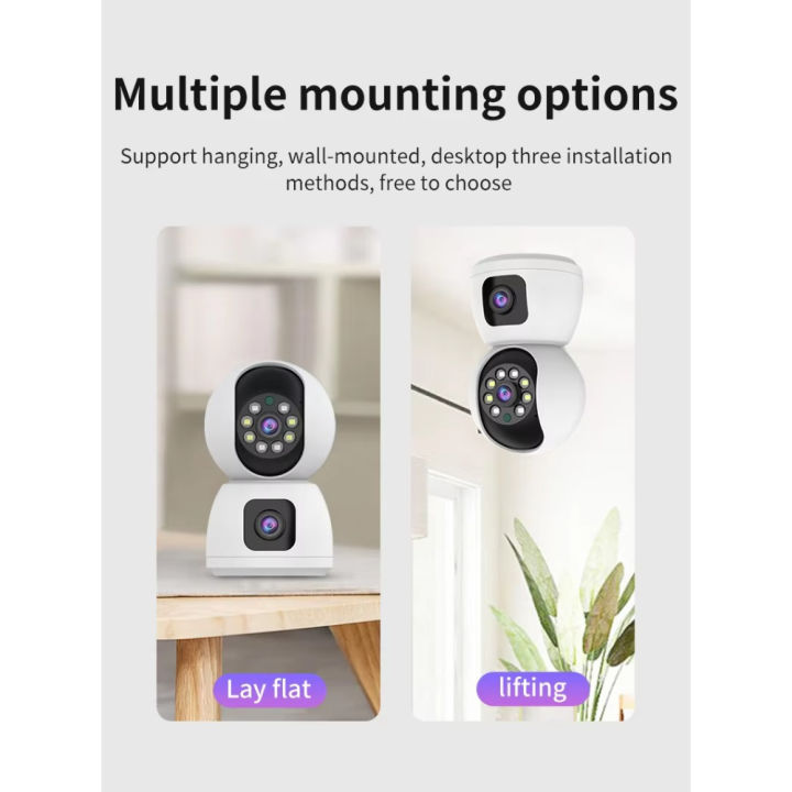 Smart 4k 8MP Indoor Home Security Camera With Dual Lenses, Night Vision ...
