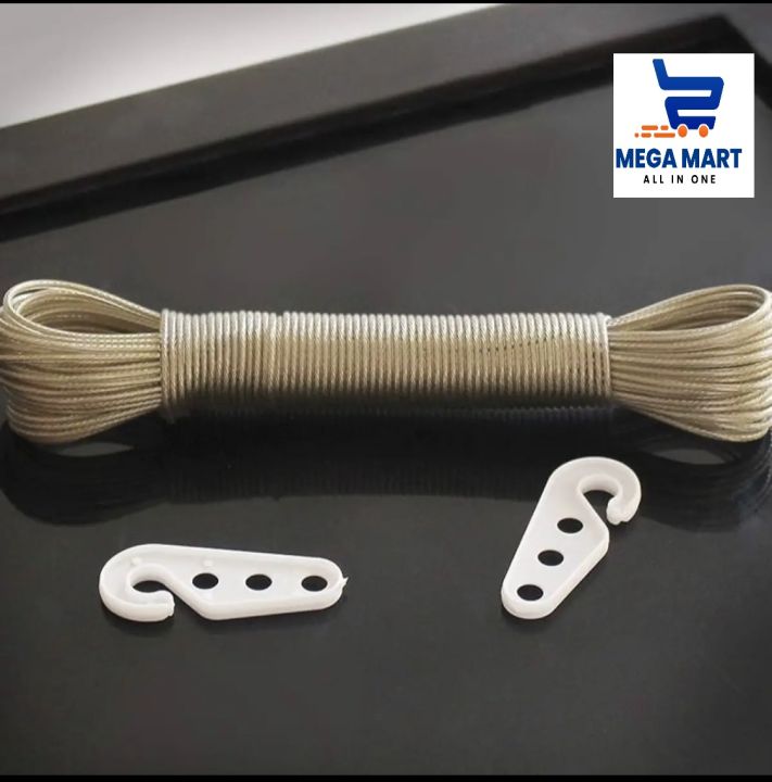 "PVC Coated Strong Metal Wire Wet Clothes Laundry Rope 20M Length ...