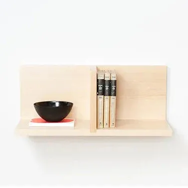Floating Wall-Mounted Display Shelf with 2 Partitions | Wooden Hanging ...