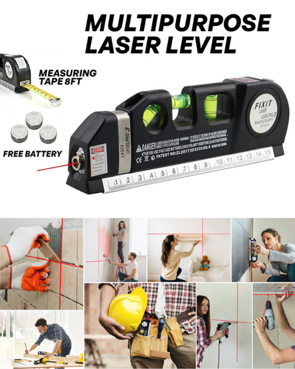 Precision Laser Level with Ruler & Spirit Vials – Pro Accuracy | Daraz.pk