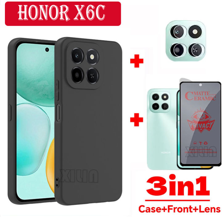 (3 in 1)Matte Black Phone Case For Honor X6C X6B X6A Casing + matte ...
