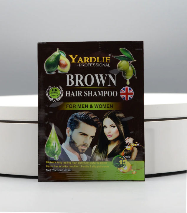 2 Sachets Yardlie Brown Color Hair Color Shampoo 20ml Each Sachet ...